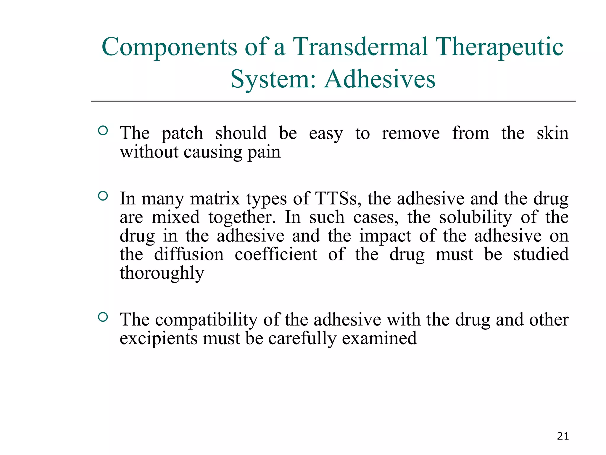 Transdermal drug delivery system | PPT