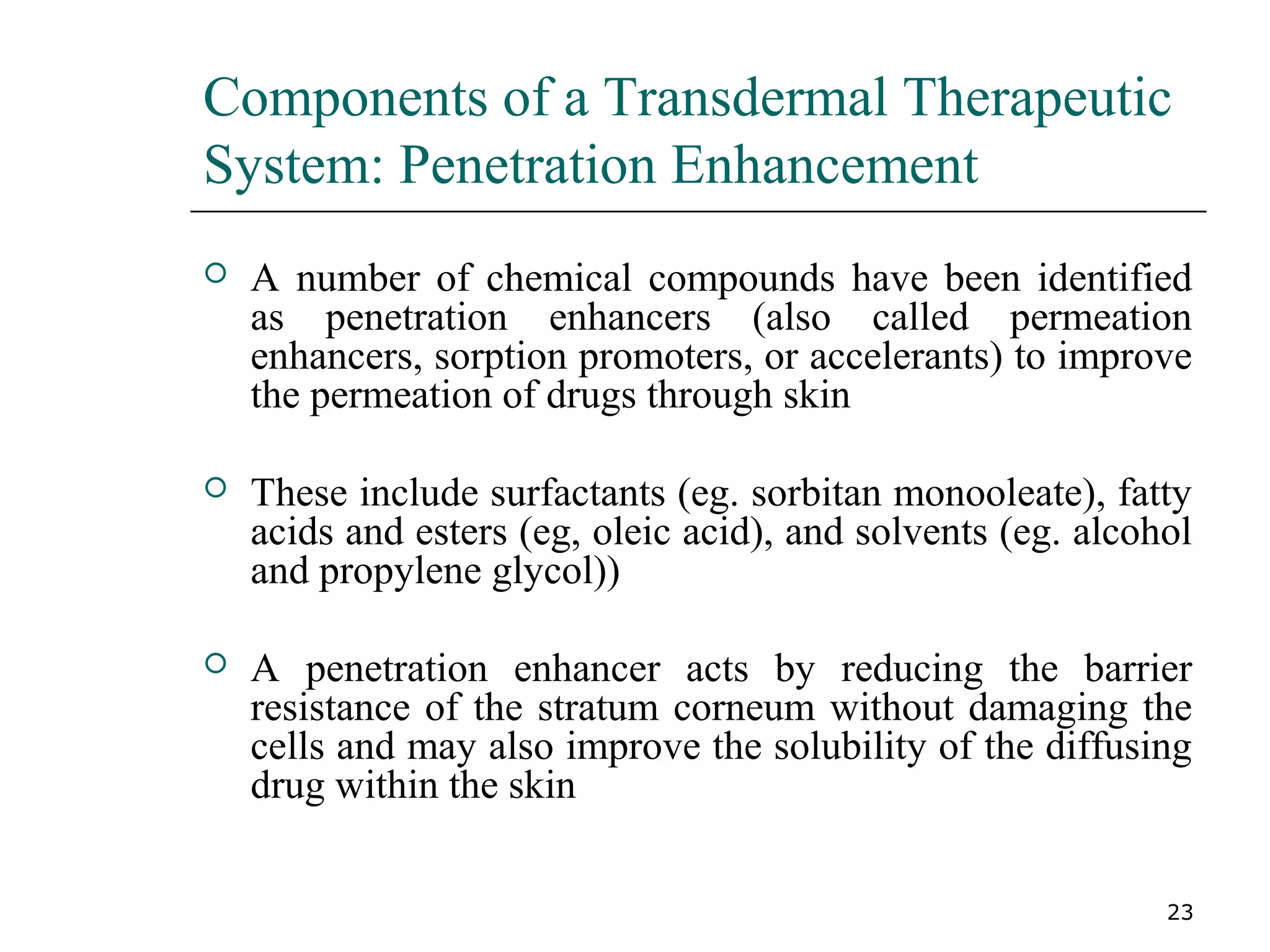 Transdermal drug delivery system | PPT
