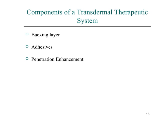 Transdermal drug delivery system | PPT