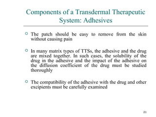 Transdermal drug delivery system | PPT