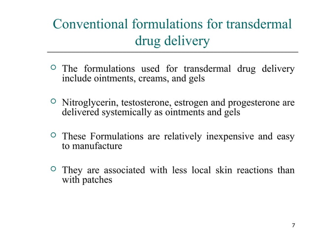 Transdermal drug delivery system | PPT