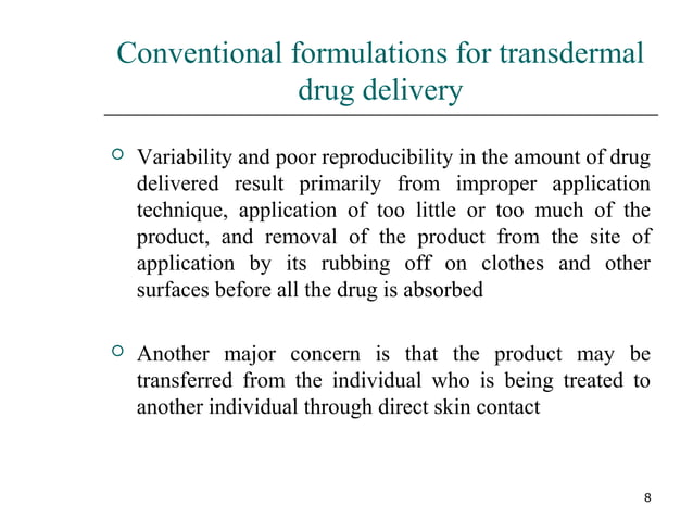 Transdermal drug delivery system | PPT