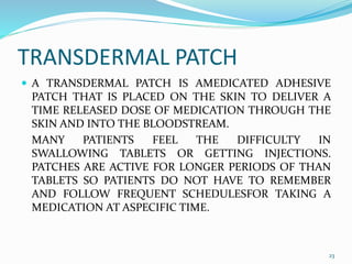 Transdermaldrugdeliverysystem 190410095922 | PPT