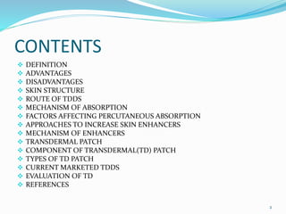 Transdermal drug delivery system | PPTX