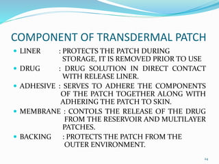 Transdermal drug delivery system | PPTX