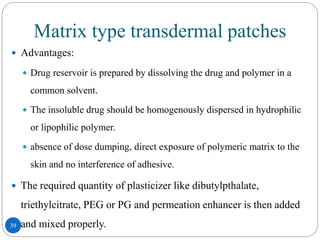 Transdermal drug delivery system | PDF