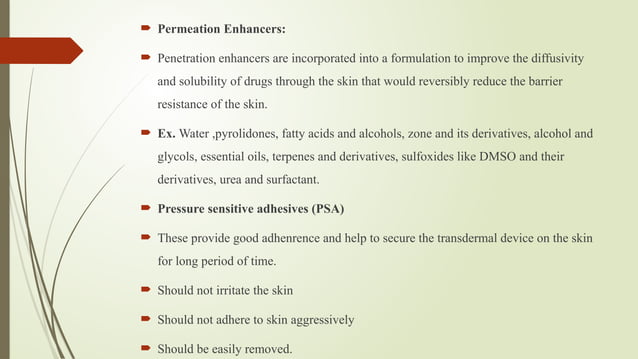 NDDS Transdermal Drug Delivery System.pptx | Skin and Dermatology ...