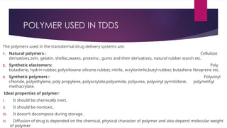 TRANSDERMAL DRUG DELIVERY SYSTEM Presentation | PPTX