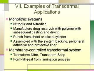 Transdermal drug delivery system (2) | PPT