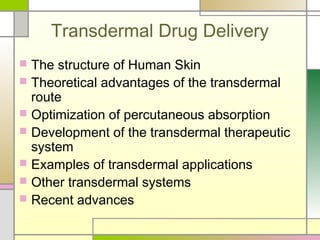 Transdermal drug delivery system (2) | PPT