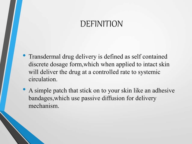 Transdermal Drug Delivery System | PPTX | Skin and Dermatology ...