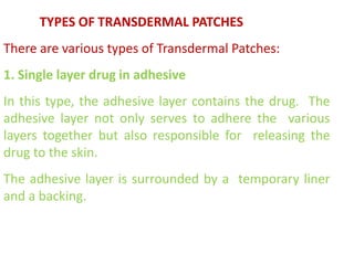 Transdermal drug delivery system | PPT