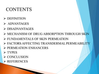 Transdermal Drug Delivery System | PPT