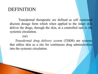 Transdermal Drug Delivery System | PPT