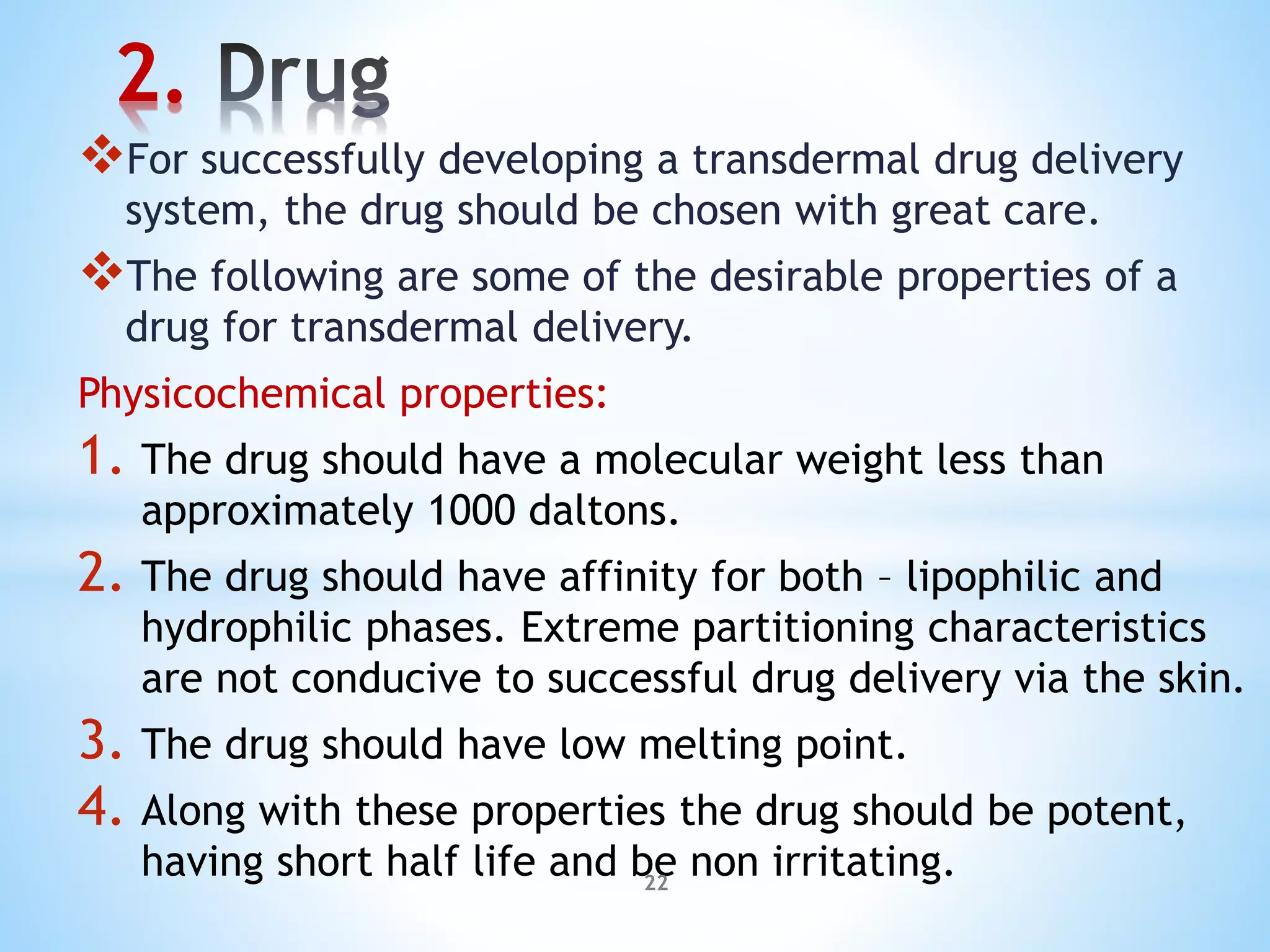 Transdermal drug delivery systems | PPTX