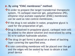 Transdermal drug delivery systems | PPTX