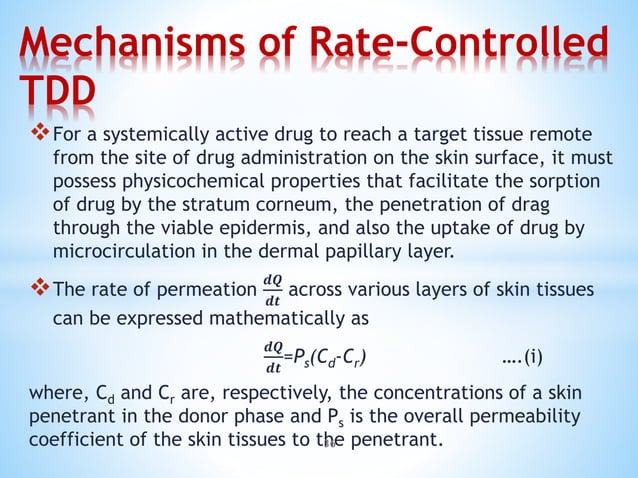 Transdermal drug delivery systems | PPTX