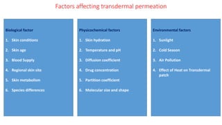 Transdermal drug dleivery sysytem | PPT