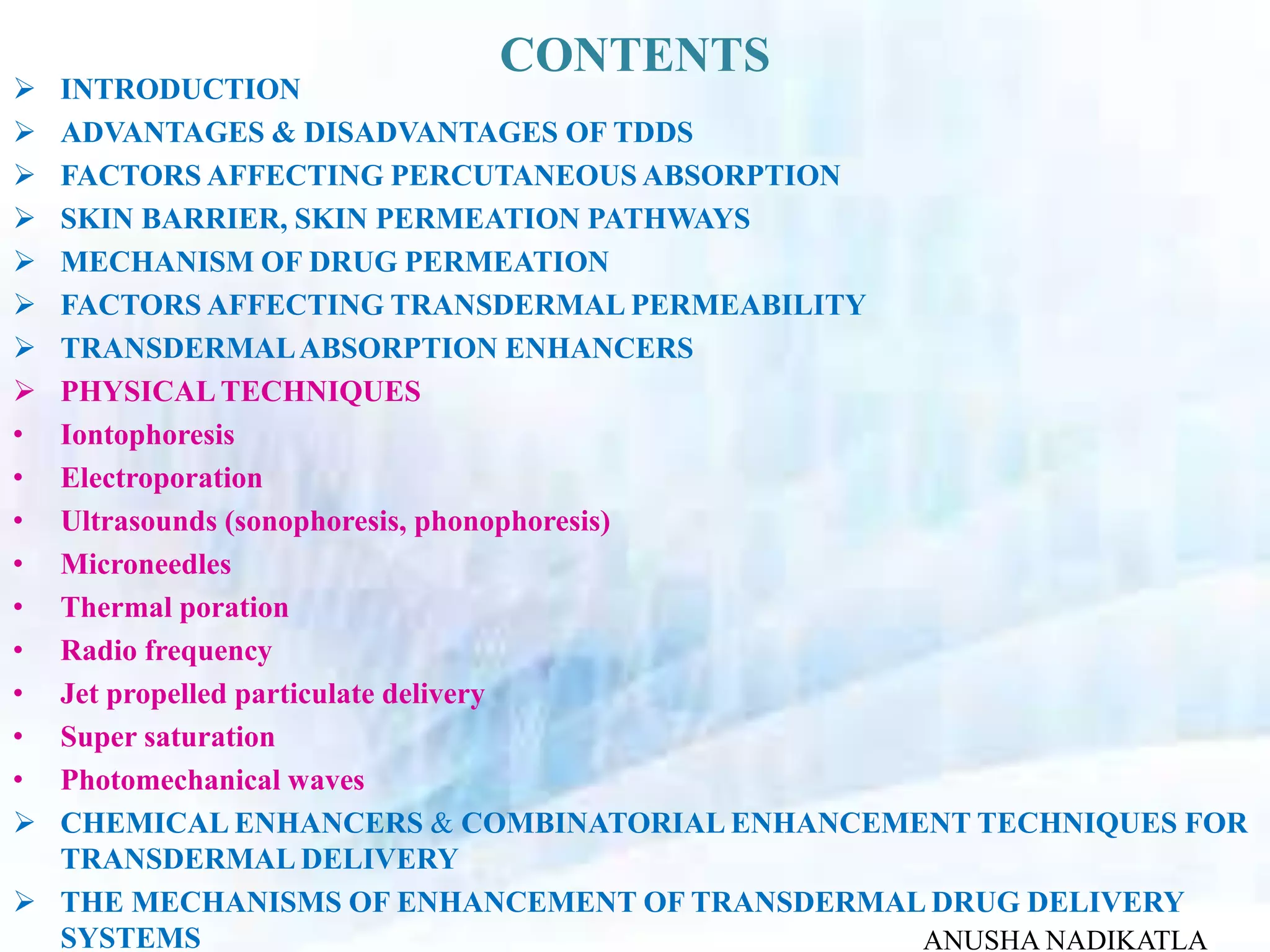 TRANSDERMAL THERAPEUTIC DRUG DELIVERY SYSTEMS | PPTX