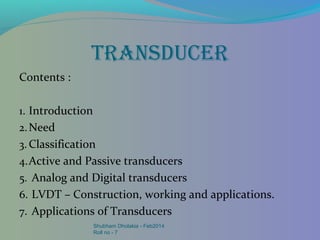 Transducers | PPT | Physics | Science