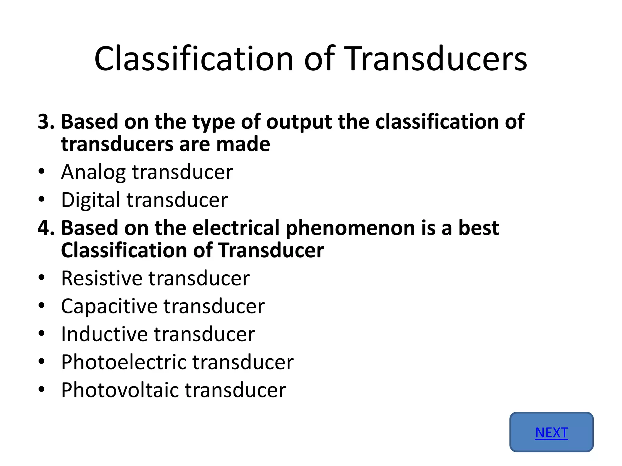 Transducers classification | PPT