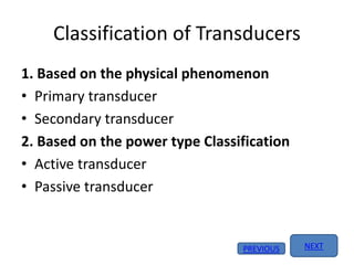 Transducers classification | PPT