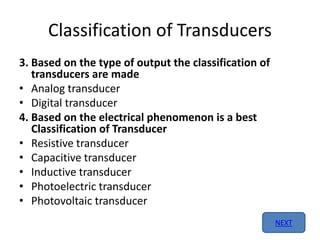 Transducers classification | PPT