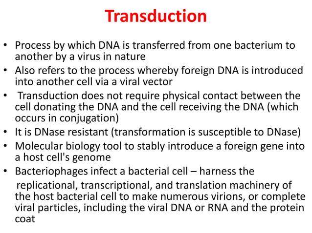 Transduction and transformation | PPTX | Genetics | Science