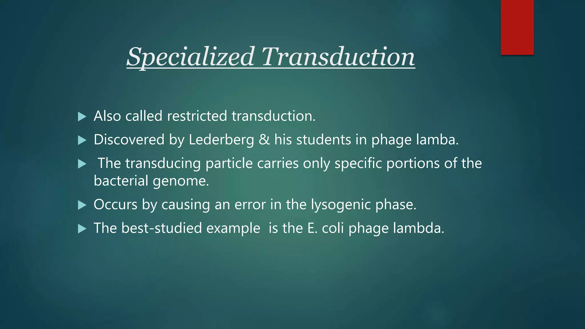 Transduction on bacteria | PPTX