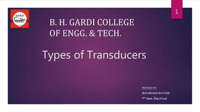 Type of Transducers | PPTX | Physics | Science