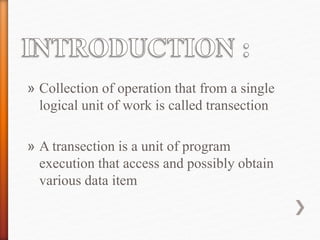 Transaction Process System and Recovery | PPTX