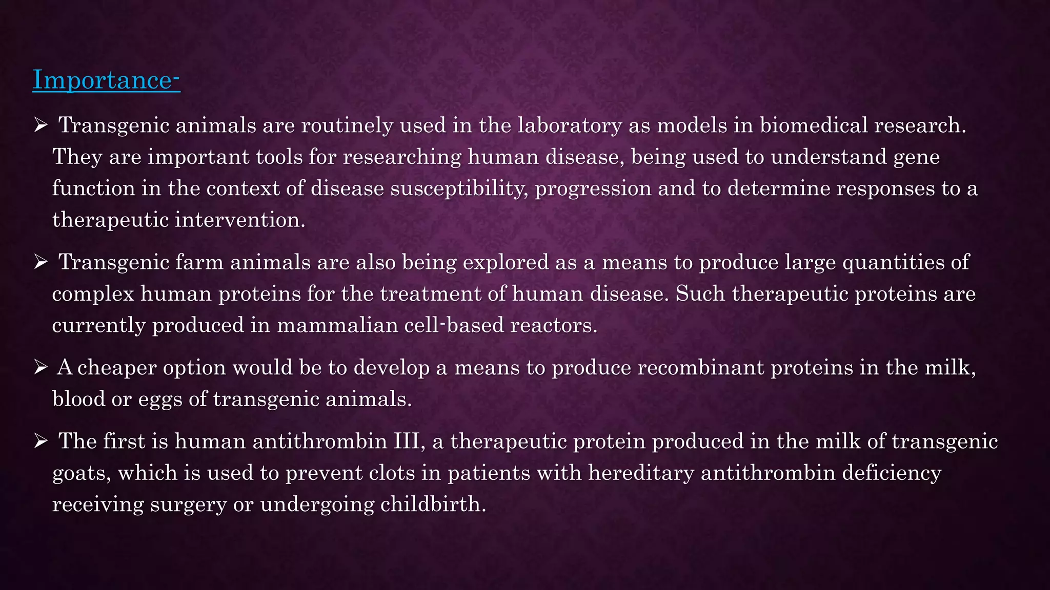 Transgenic animals and process to make transgenic animals | PPTX ...