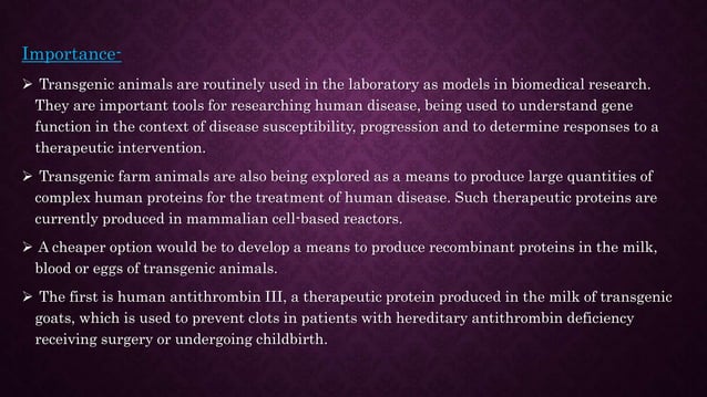 Transgenic animals and process to make transgenic animals | PPTX ...