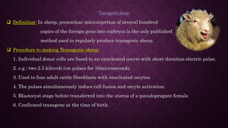 Transgenic animals and process to make transgenic animals | PPTX ...
