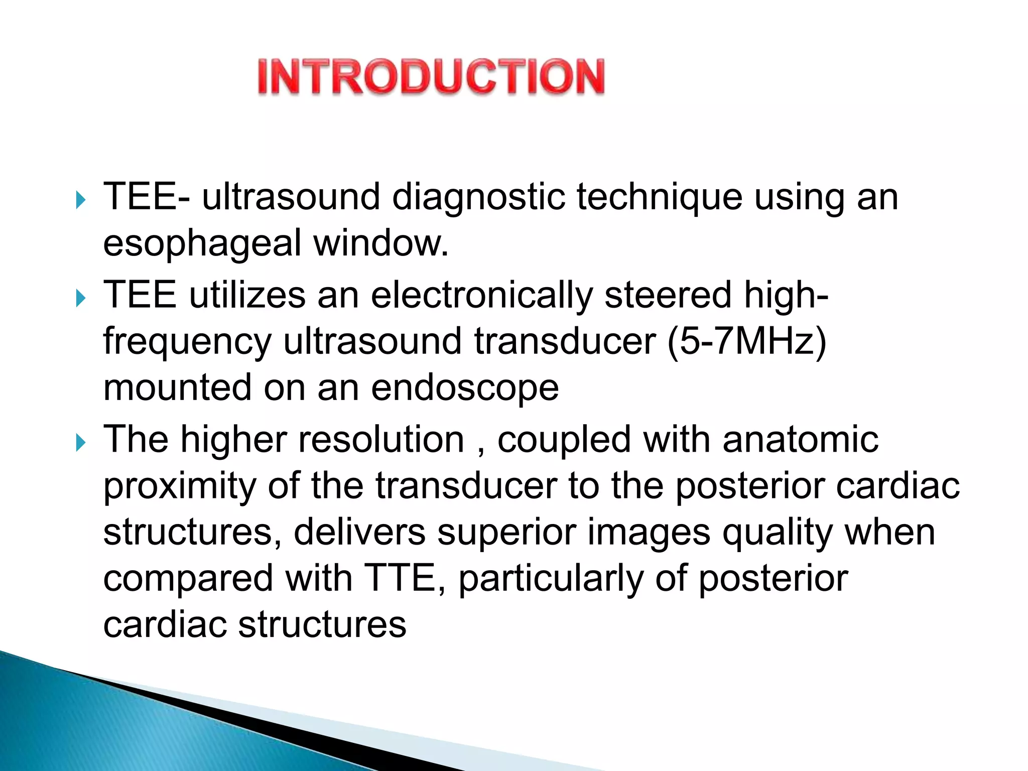 Transesophageal echocardiography(TEE) | PPTX