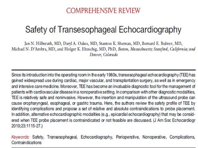 Transesophageal echocardiography(TEE) | PPTX