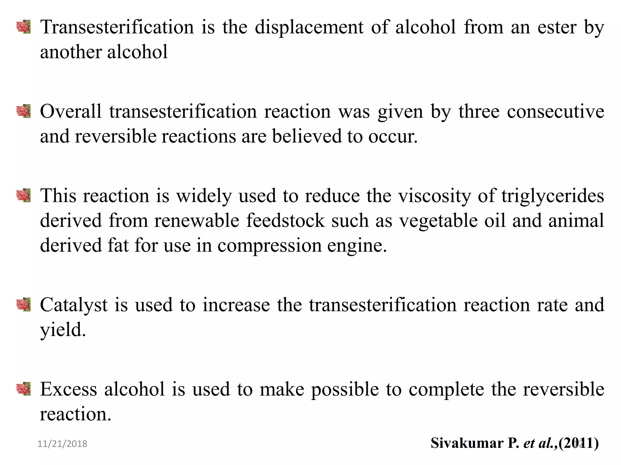 Transesterification and its mechanism, its application in dairy ...