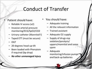 Transfer of Head Injured Patient | PPT