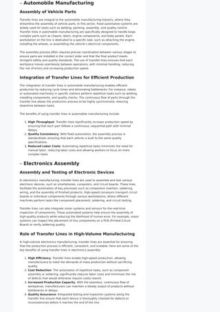 Transfer Lines in Fixed automation systems | PDF