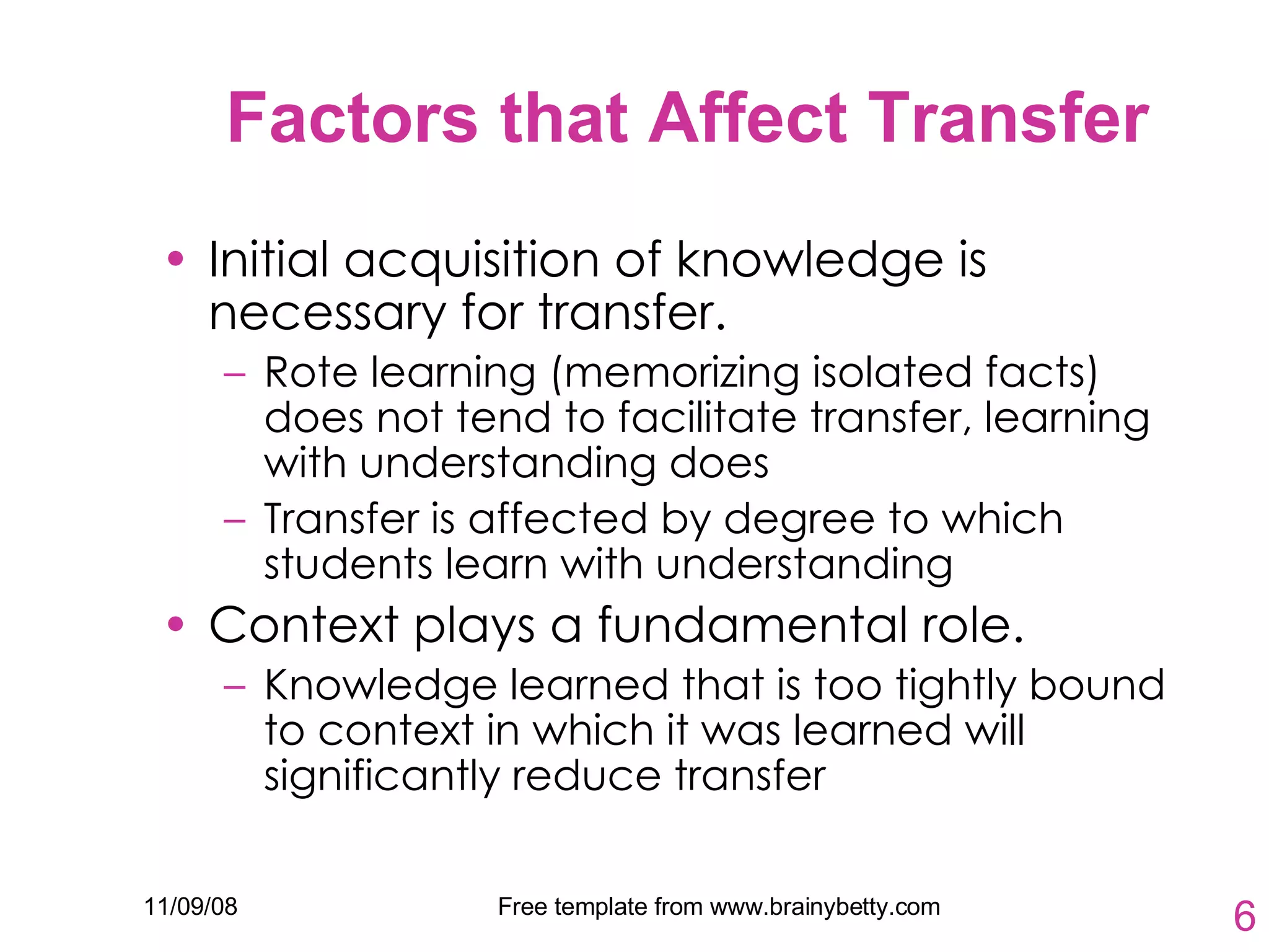 Transfer Of Learning | PPT