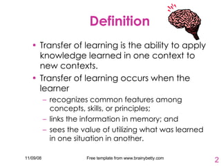 Transfer Of Learning | PPT