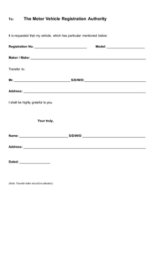 Vehicle Ownership Transfer Letter Templates At | atelier-yuwa.ciao.jp