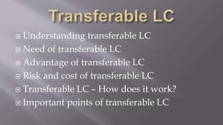 How to use transferable LC more effectively? | PPTX | Business Banking ...