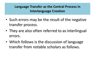 Transfer Analysis in Applied Linguistics | PPTX