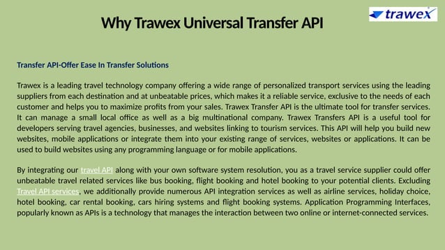 Transfer API | Transfer Booking Engine | Transfer Booking | PPT