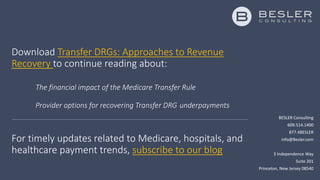 Medicare Transfer DRG Payments | PDF