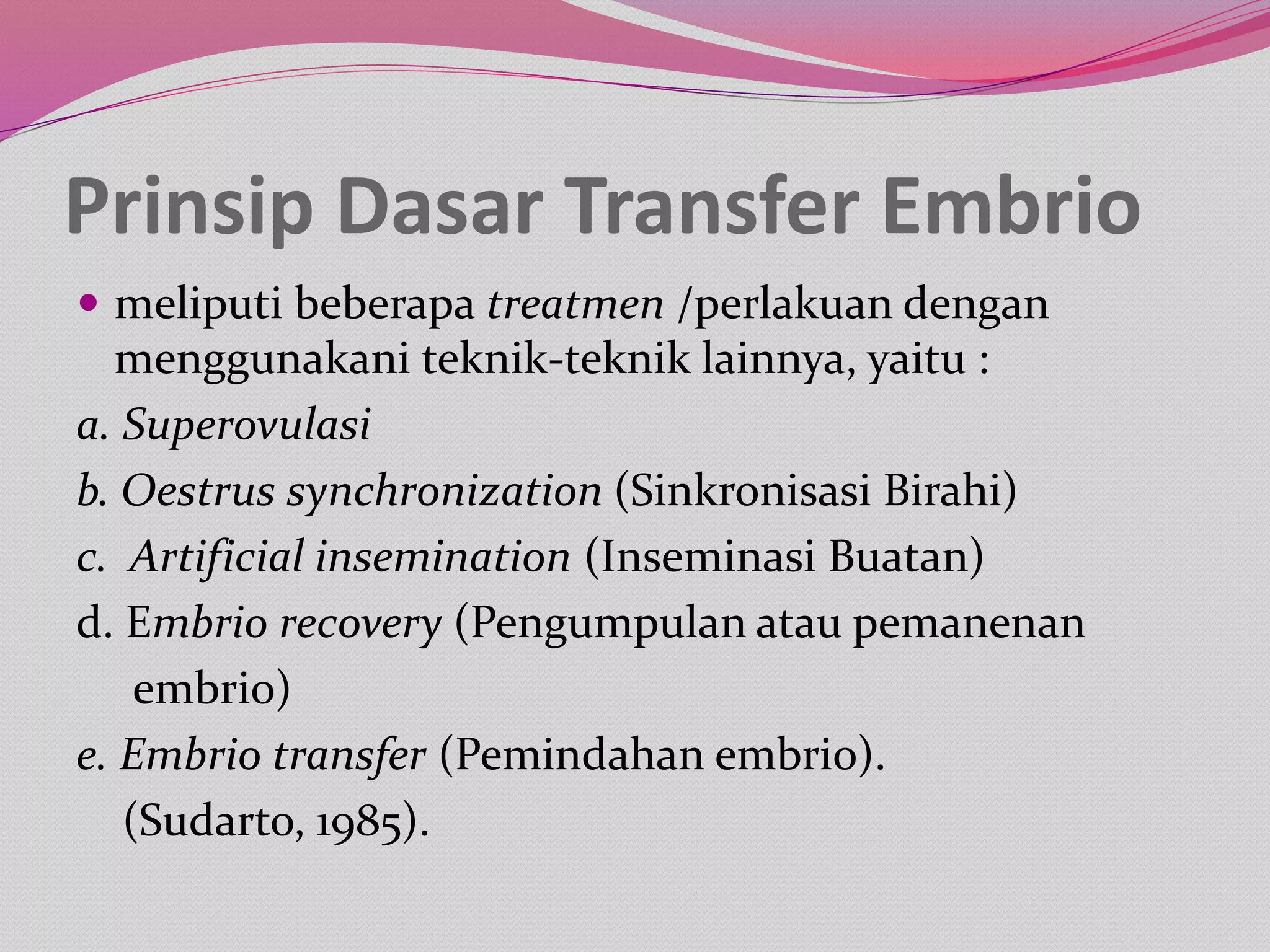 Teknik Transfer embrio Pada Hewan Ternak | PPTX