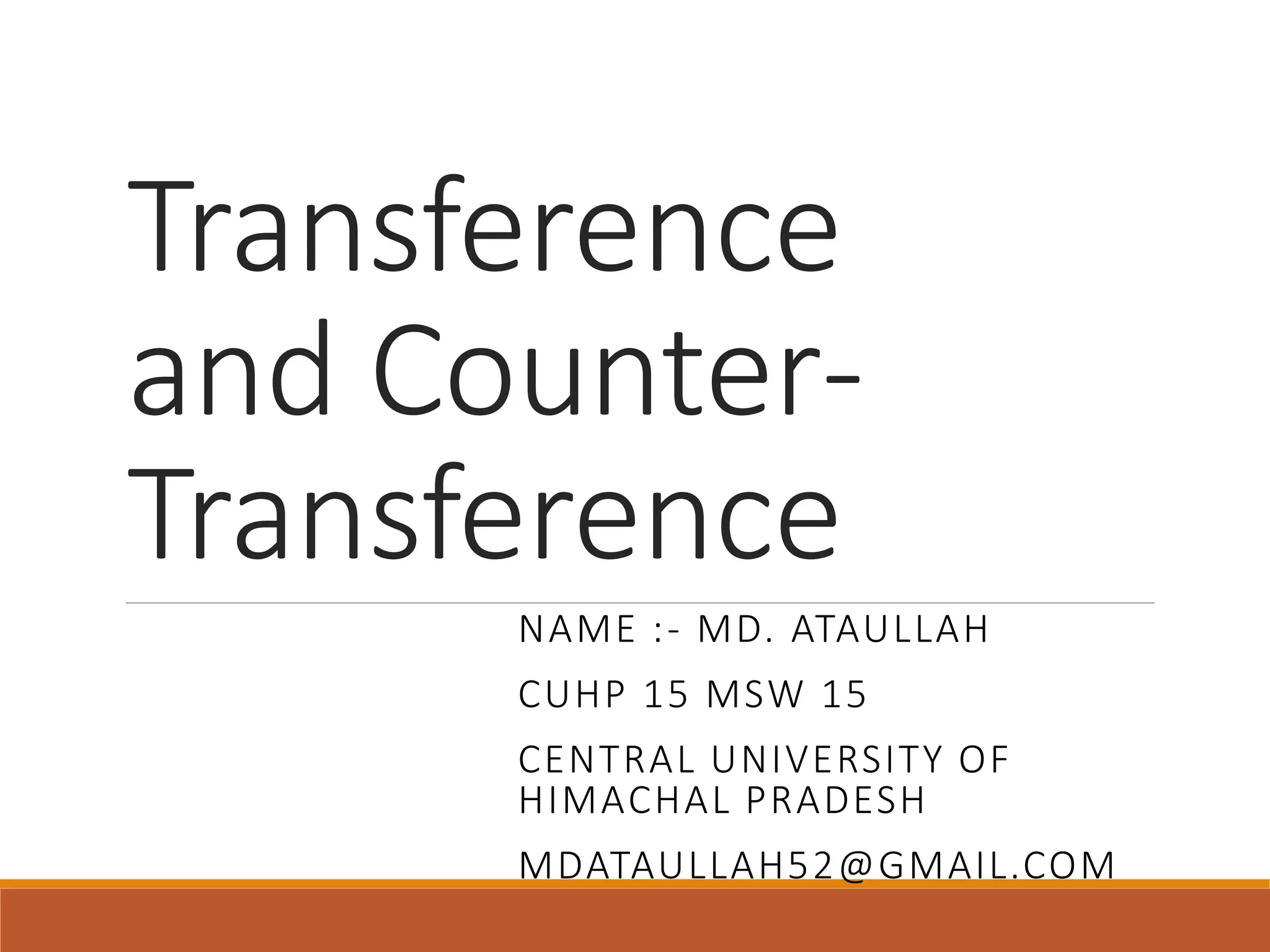 Transference and counter- transference | PPTX