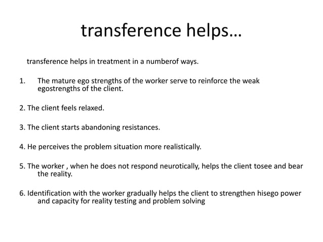 Transference and counter-transference | PPTX | Mental Health | Diseases ...