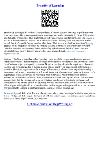 Transfer Essay Sample | PDF